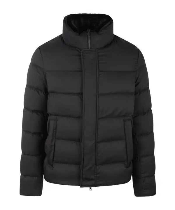 Herno High-neck Down Jacket With Quilted Details - Black