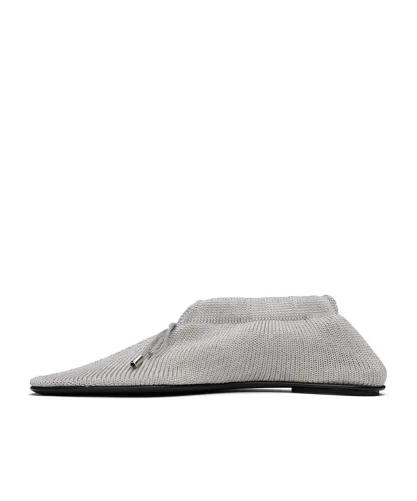 TOTEME Knitted Ballerina Flats With Bow Detailing - Gray