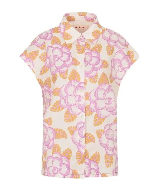 Marni Floral Cap Sleeve Shirt - Pink