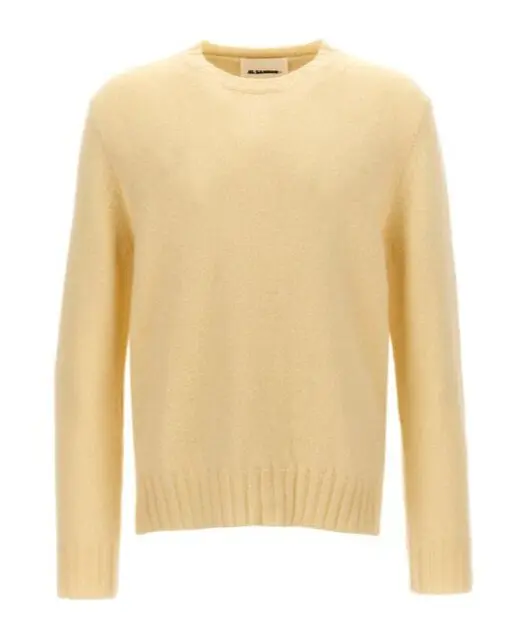JIL SANDER Crewneck Knitted Jumper With Slit Side Hem - Nude