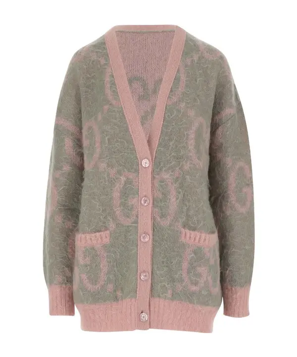 Gucci Reversible Gg Jacquard Cardigan - Gray
