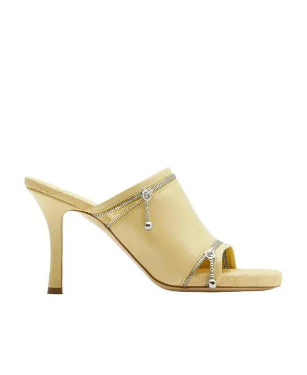Burberry Decorative Zip Slip-on Heeled Sandals - Nude