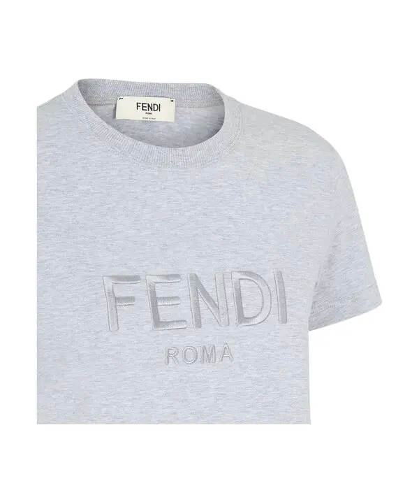 Fendi Logo Embroidered Crewneck T-shirt