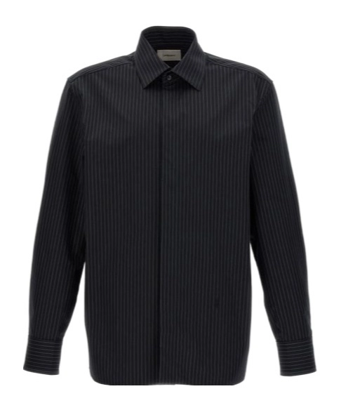 Saint Laurent Cassandre Striped Shirt - Black