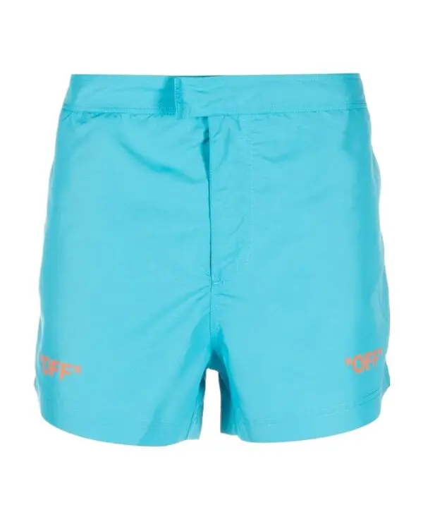 Off-White Logo Print Swim Shorts - Blue
