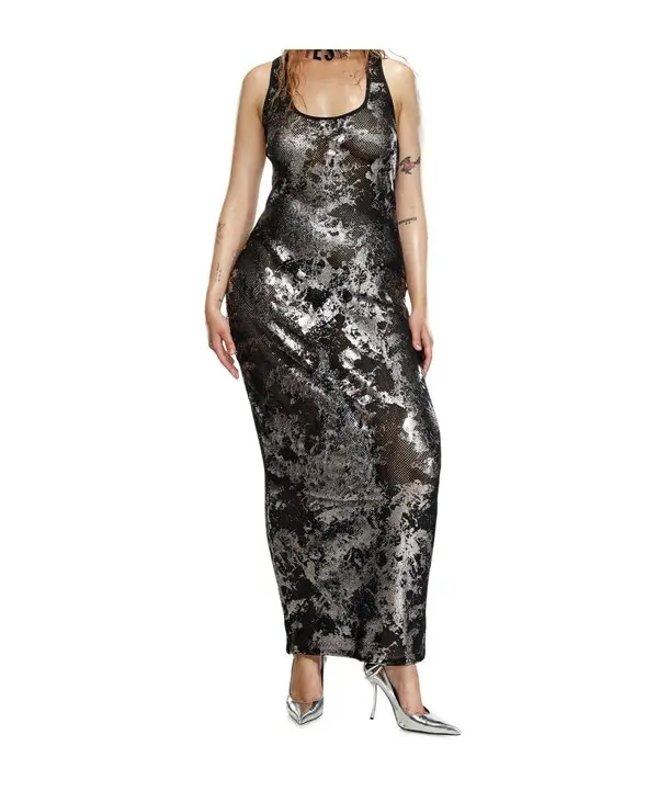 DIESEL® Metallic Effect Maxi Dress - Silver