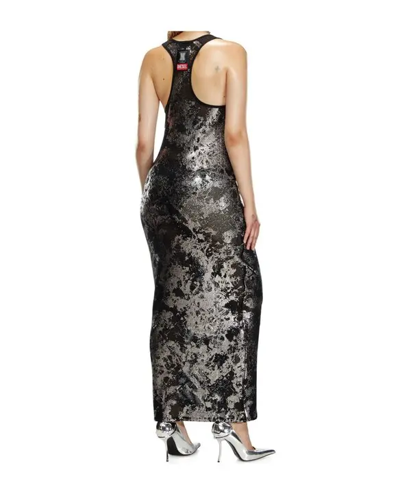DIESEL® Metallic Effect Maxi Dress - Silver