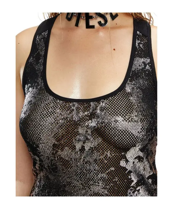 DIESEL® Metallic Effect Maxi Dress - Silver