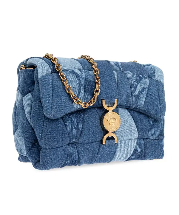 Versace Quilted Denim Shoulder Bag