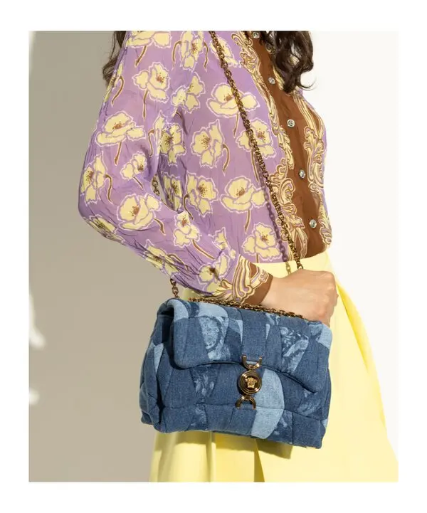 Versace Quilted Denim Shoulder Bag