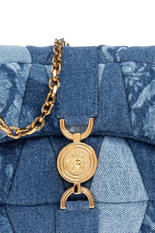 Versace Quilted Denim Shoulder Bag