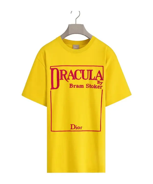 Dior Book Cover Embroidered Crewneck T-shirt - Yellow/red