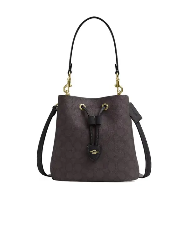 COACH Rowan Bucket Bag In Signature Canvas - Opal/walnut/black