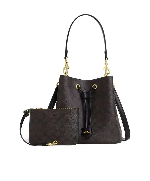 COACH Rowan Bucket Bag In Signature Canvas - Opal/walnut/black