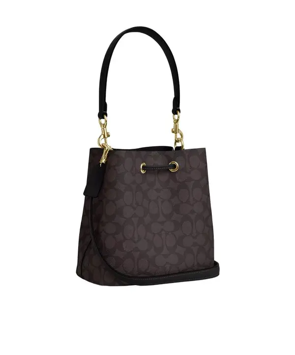 COACH Rowan Bucket Bag In Signature Canvas - Opal/walnut/black