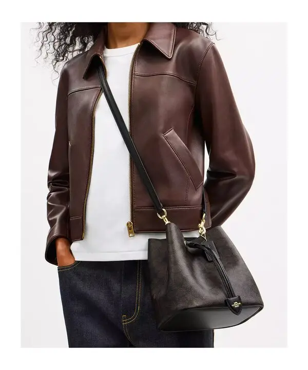 COACH Rowan Bucket Bag In Signature Canvas - Opal/walnut/black