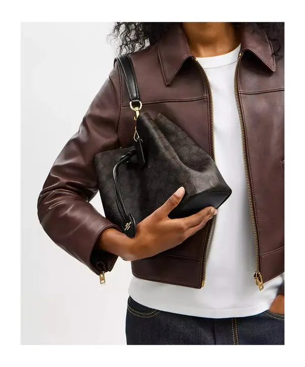 COACH Rowan Bucket Bag In Signature Canvas - Opal/walnut/black