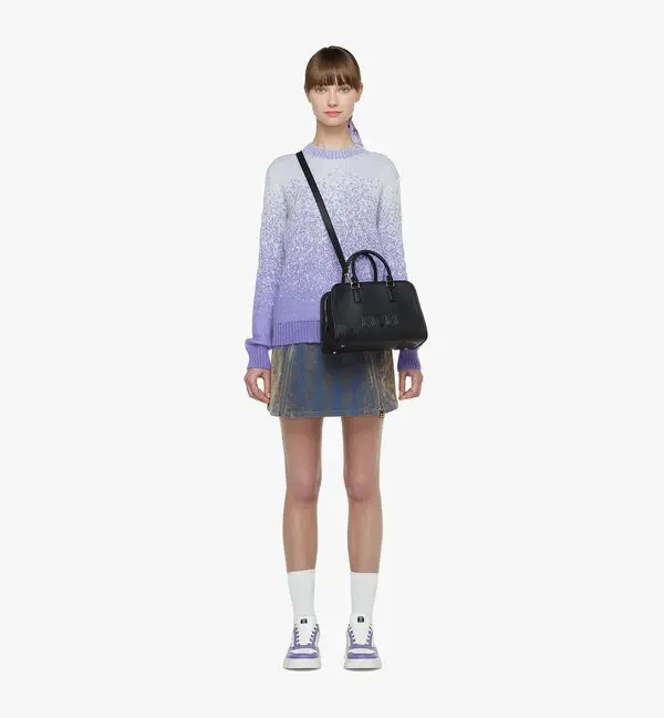 Mcm Medium Logo Embossed Aren Boston Bag