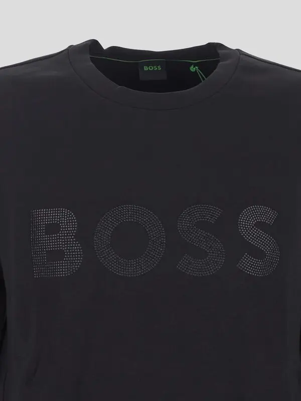 Hugo Boss Logo Embellished Crewneck Sweatshirt - Black