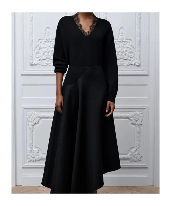 Dior V-neck Lace Trim Sweater