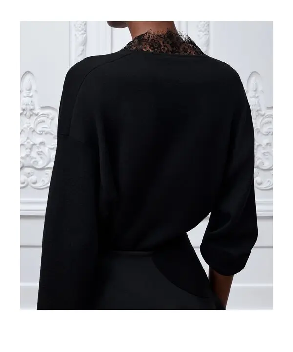Dior V-neck Lace Trim Sweater
