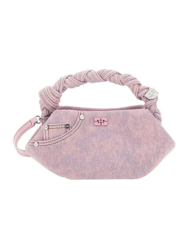 GANNI Small Bouclé Braided Tote Bag - Pink