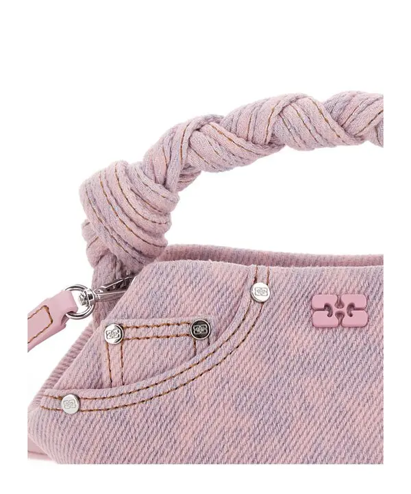 GANNI Small Bouclé Braided Tote Bag - Pink