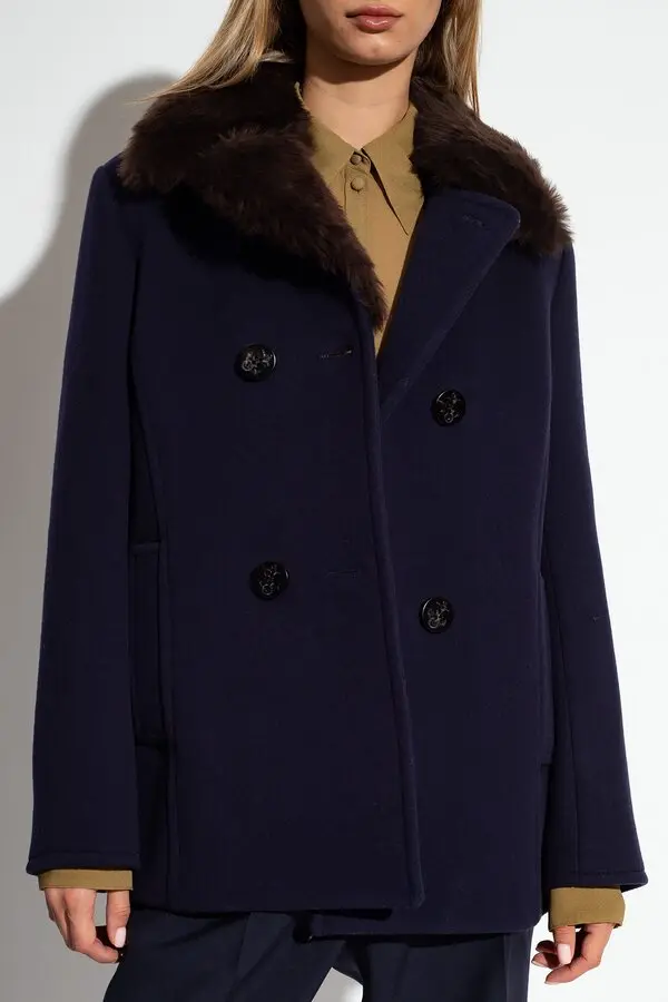 Tory Burch Notched Lapel Shearling Jacket