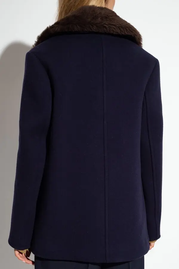 Tory Burch Notched Lapel Shearling Jacket