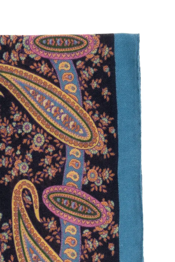Etro Paisley Printed Raw Edge Scarf