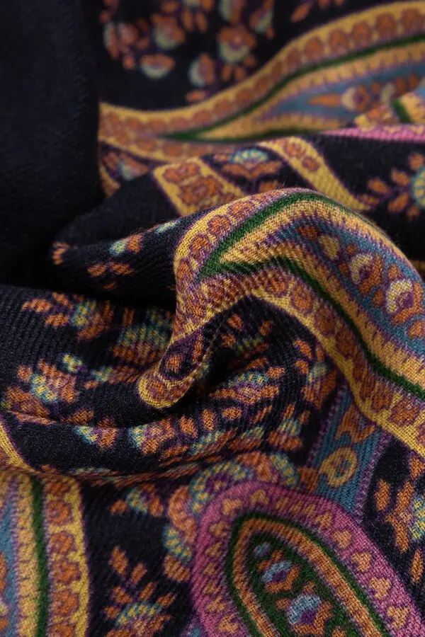Etro Paisley Printed Raw Edge Scarf