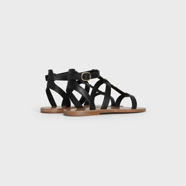 Celine Taillat Flat Sandal In Calfskin With Stud Embellishments