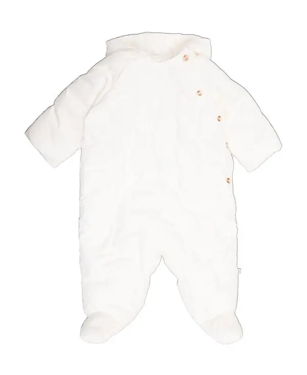 Bonpoint Quilted Hooded Snowsuit With Cherry Pattern - White
