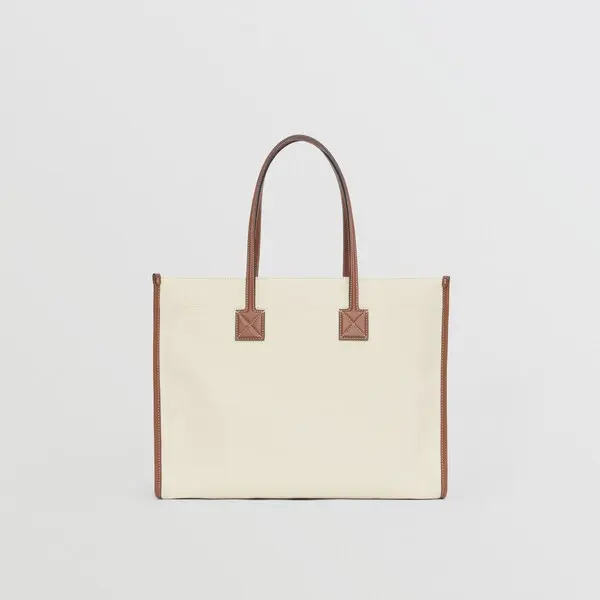 Burberry Logo Printed Medium Tote Bag - White
