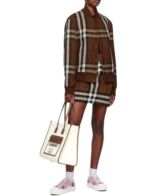 Burberry Logo Printed Medium Tote Bag - White