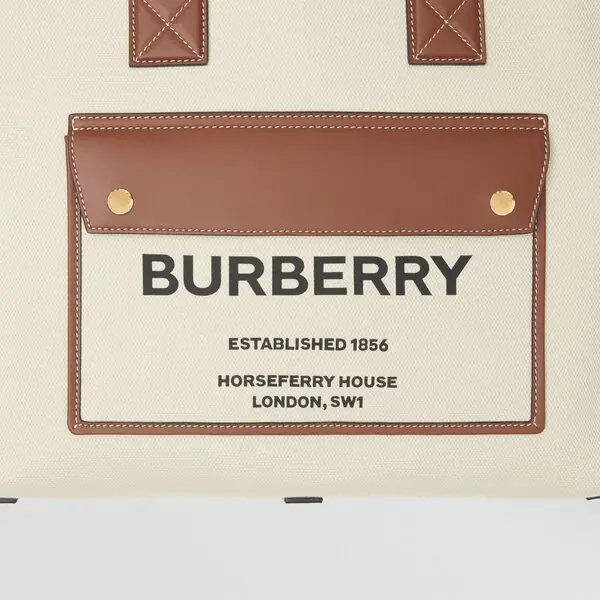 Burberry Logo Printed Medium Tote Bag - White