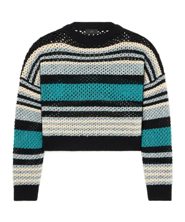 Alanui Ocean Stripes Open-knit Sweater - Black