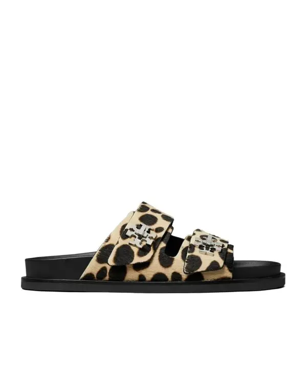 Tory Burch Leopard Print Sport Slides - Black