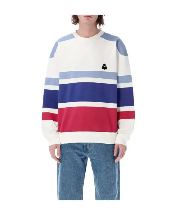 Isabel Marant Étoile Logo Printed Striped Sweatshirt - Blue