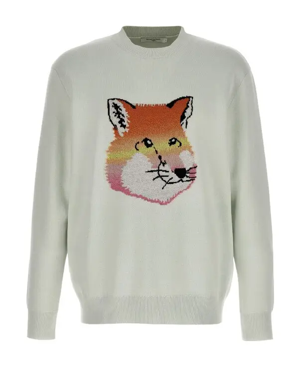 Maison Kitsuné Fox Head Intarsia Knit Jumper - Gray