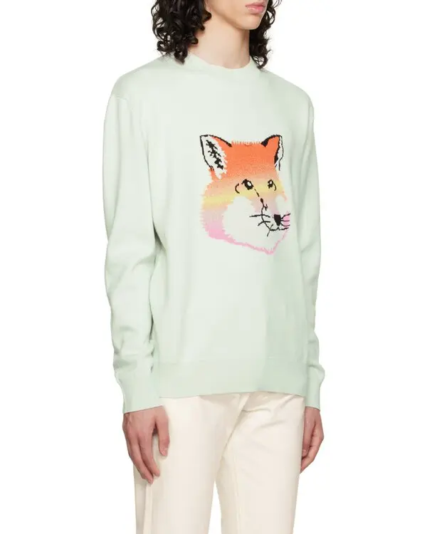 Maison Kitsuné Fox Head Intarsia Knit Jumper - Gray