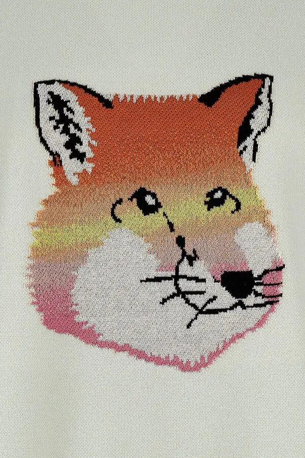 Maison Kitsuné Fox Head Intarsia Knit Jumper - Gray