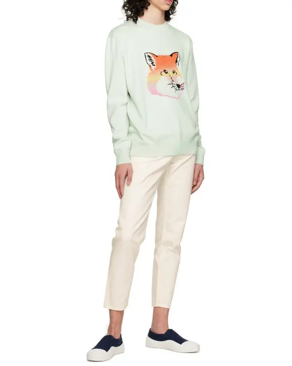 Maison Kitsuné Fox Head Intarsia Knit Jumper - Gray