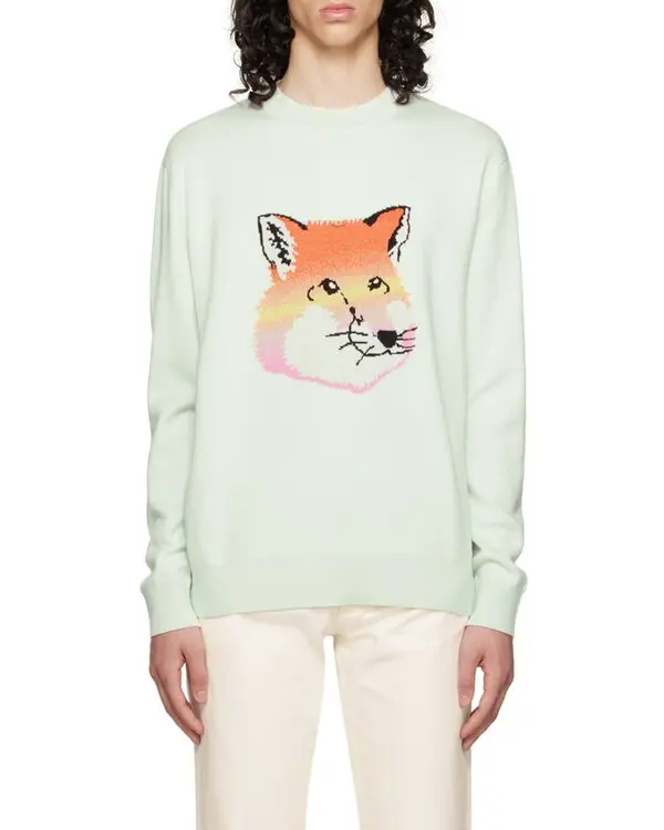 Maison Kitsuné Fox Head Intarsia Knit Jumper - Gray