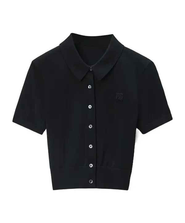 Alexander Wang Logo Patch Knitted Polo Shirt - Black