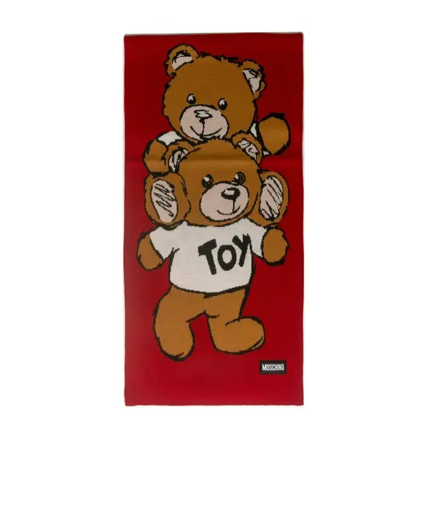 Moschino Teddy Bear Pattern Scarf - Red