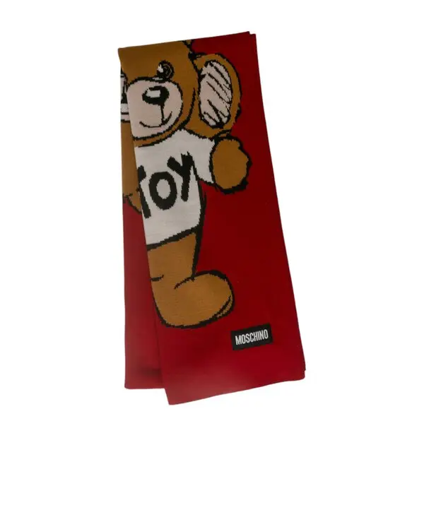 Moschino Teddy Bear Pattern Scarf - Red