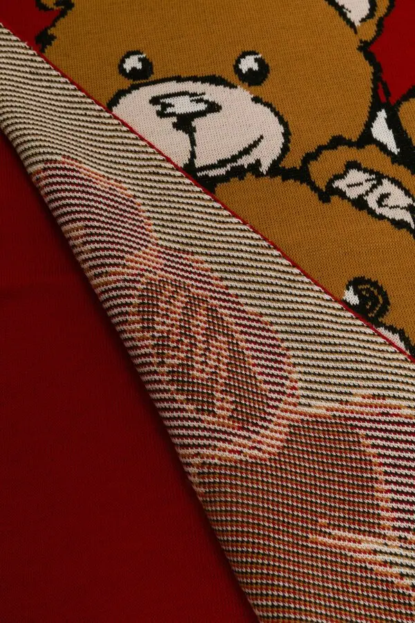 Moschino Teddy Bear Pattern Scarf - Red