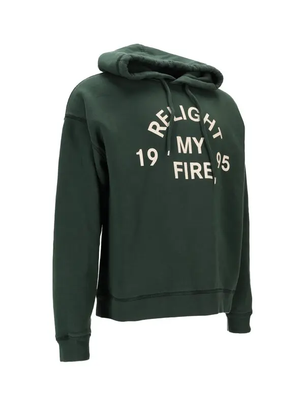 Dsquared2 Logo Printed Drawstring Hoodie - Green