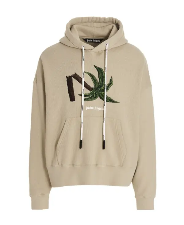 Palm Angels Palm Embroidered Drawstring Hoodie - Nude